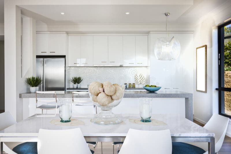 Interior of a Modern Kitchen and Dining Room Stock Photo - Image of ...