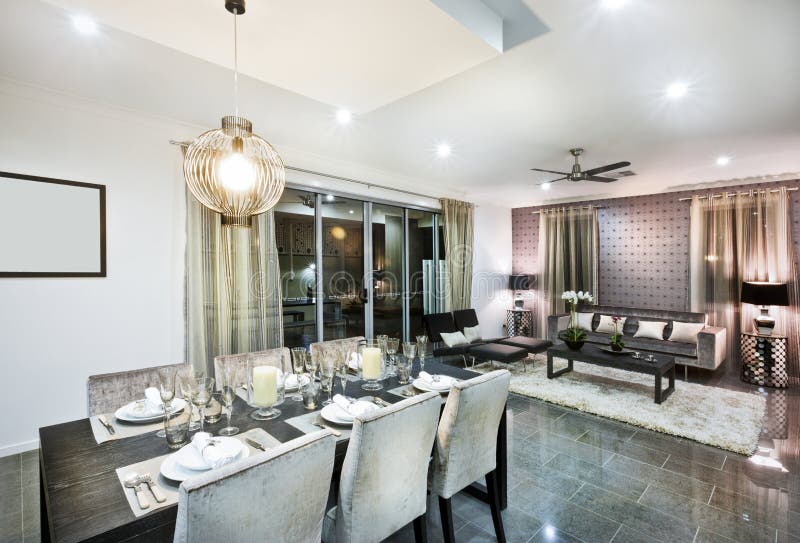 Interior of a Modern Kitchen and Dining Room Stock Photo - Image of ...