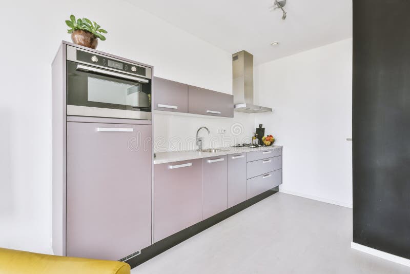 Beautiful kitchen design stock image. Image of inside - 254784219