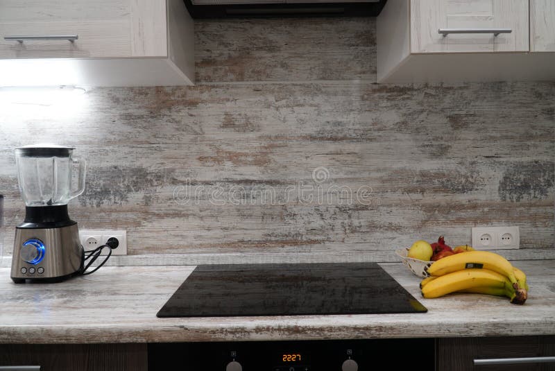 Interior of Modern Kitchen with Induction Hob, Induction Cooker in the ...