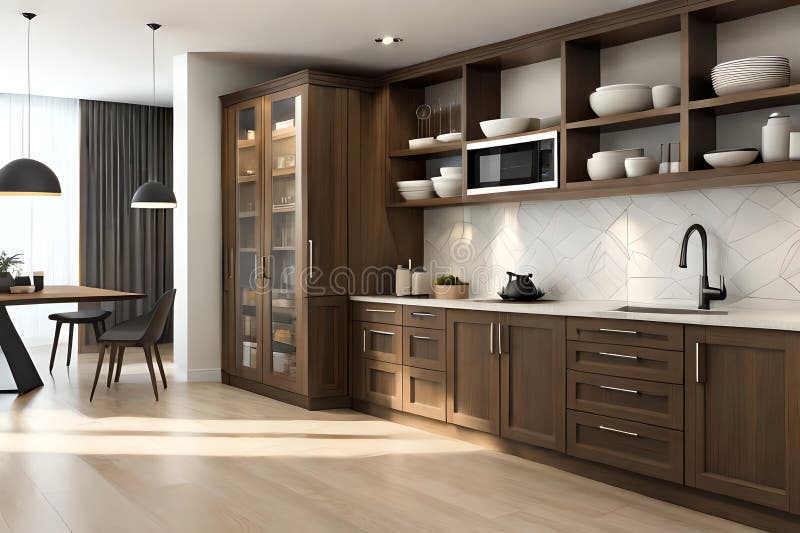 Interior of Modern Kitchen Pantry As Digital Interior Design ...
