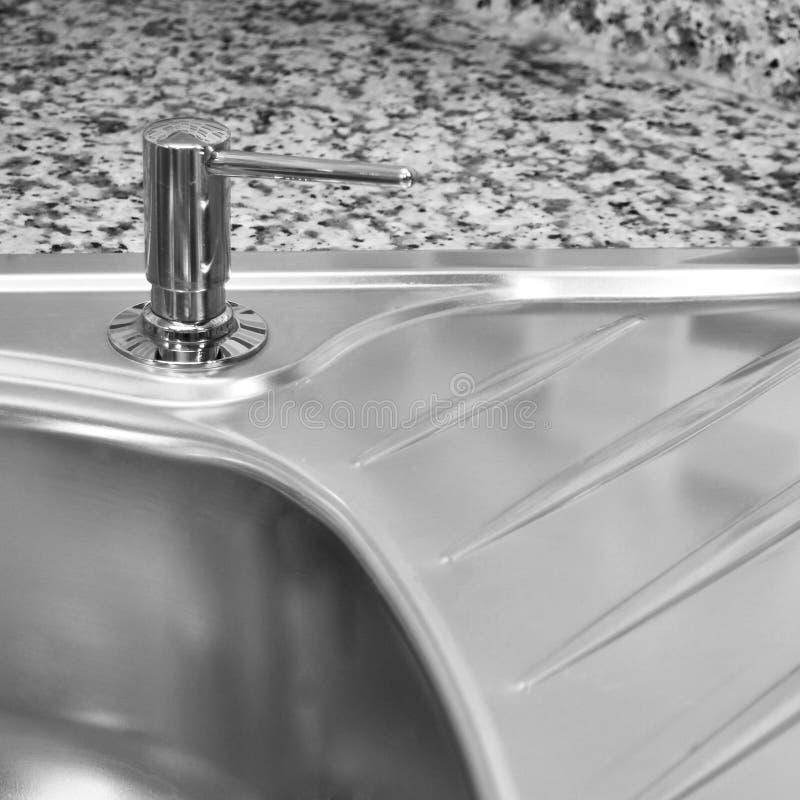 Interior of Modern Kitchen and Stainless Steel Sink, Tap and Drain ...