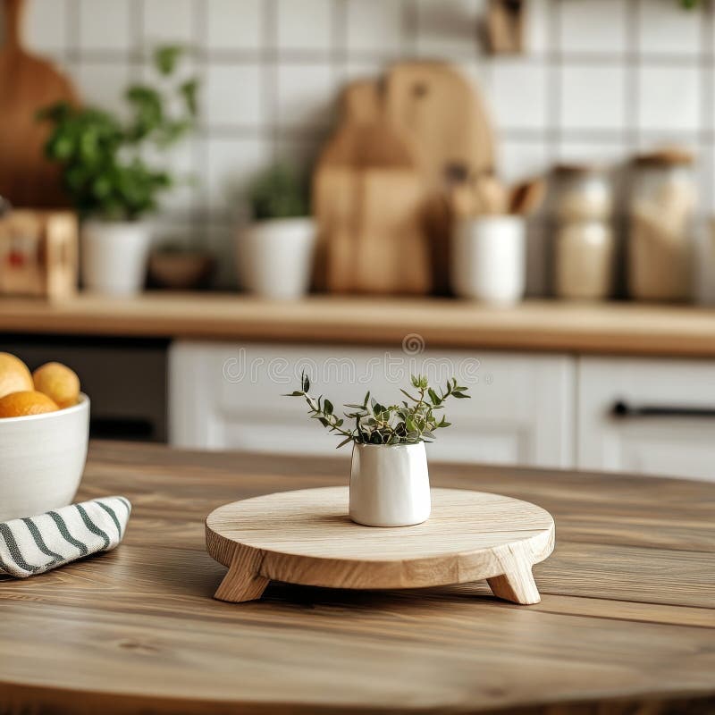 Interior of Modern Kitchen with Wooden Furniture and Decorative ...