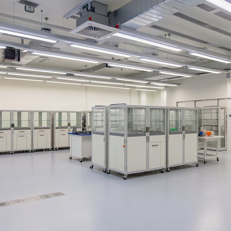 Interior of a Modern Laboratory with White Walls and a Lot of Equipment ...