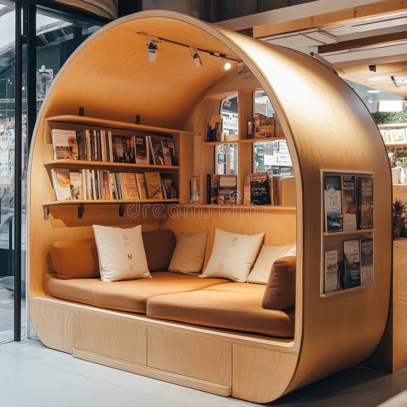 Interior of a Modern Library with Bookshelves and Sofas Stock ...