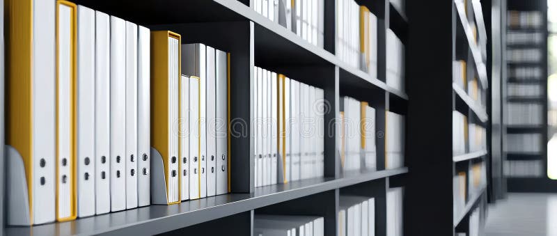 Interior of Modern Library with Organized Bookshelves and Minimalist ...