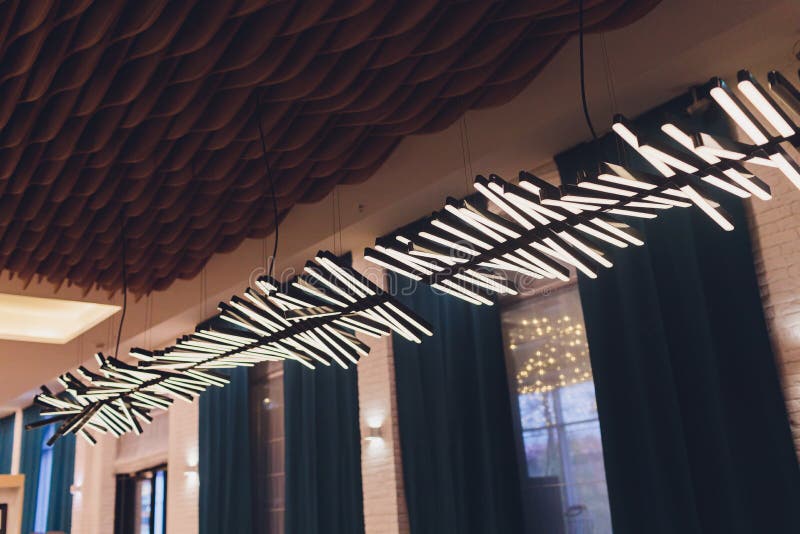 Interior Modern Light in Shopping Mall Futuristic Ceiling with Lighting ...