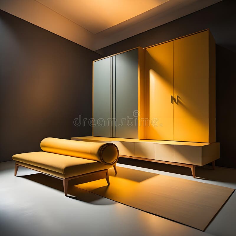 Interior of Modern Living Room with Sofa and Wardrobe. Generative Ai ...