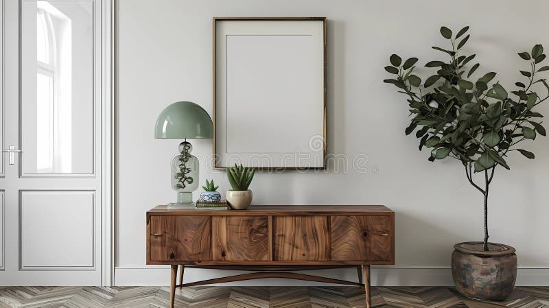 Interior of Modern Living Room with Wooden Commode, Generative AI ...