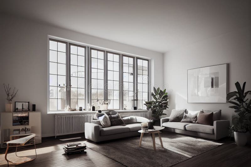 Interior Modern Living Room Workspace with Desk and Home Office. AI ...