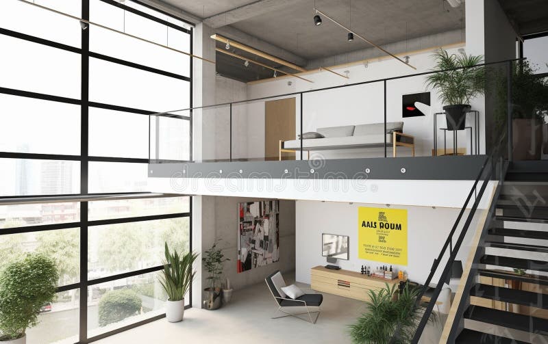 Interior_of_a_modern_loft_open_plan_apartment_1695525456906_3 Stock ...