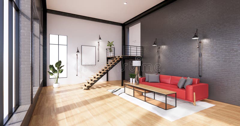 Interior ,Modern Loft Style Living Interior Design. 3d Rendering Stock ...