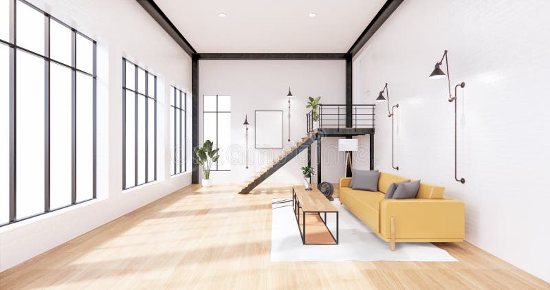 The Interior ,Modern Loft Style Living Interior Design. 3d Rendering ...
