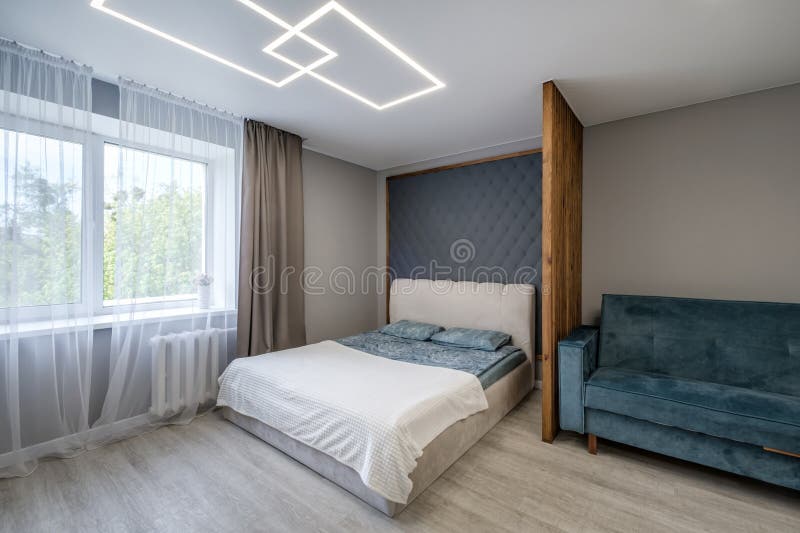 Interior of Modern Luxure Bedroom in Studio Apartments or Hotel with ...