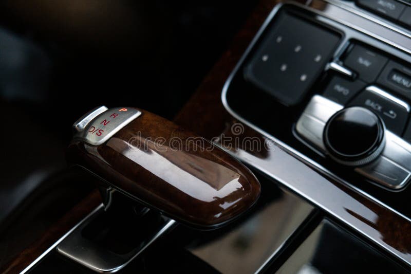 Interior of Modern Luxury Car. Details of Automatic Transmission Gear ...