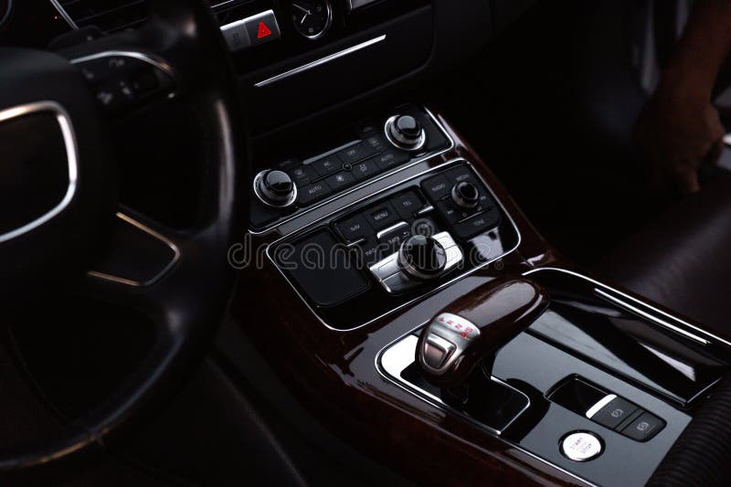 Interior of Modern Luxury Car. Details of Automatic Transmission Gear ...