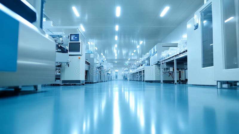Interior of a Modern Manufacturing Facility with Rows of Industrial ...