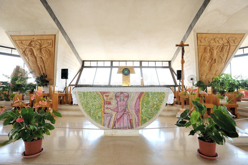 Interior of the Modern Memorial Stock Image - Image of peter, galilee ...