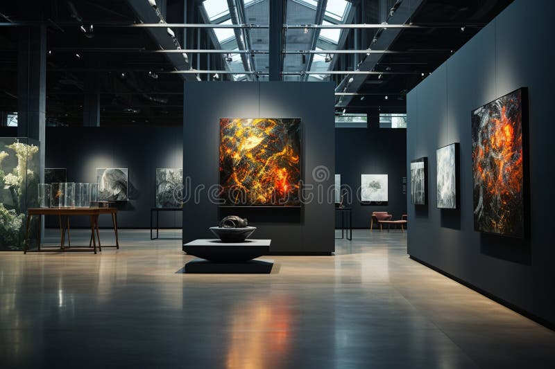 Interior of Modern Museum with Empty Frames. Gallery Concept Stock ...