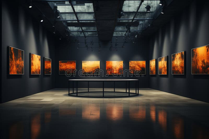 Interior of Modern Museum with Empty Frames. Gallery Concept Stock ...