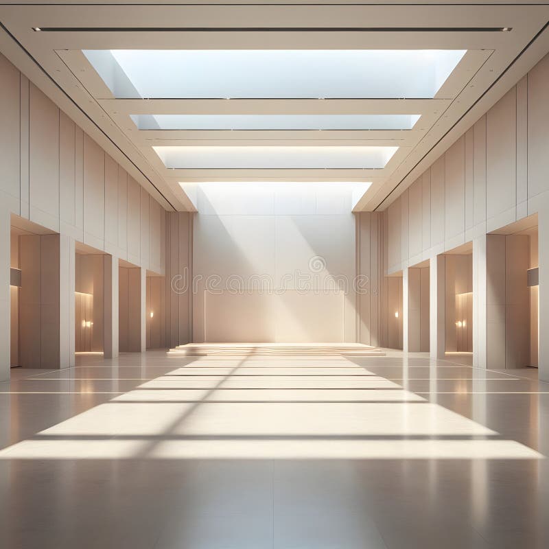 Interior of a Modern Office Building, Empty Space, Minimalist Indoor ...