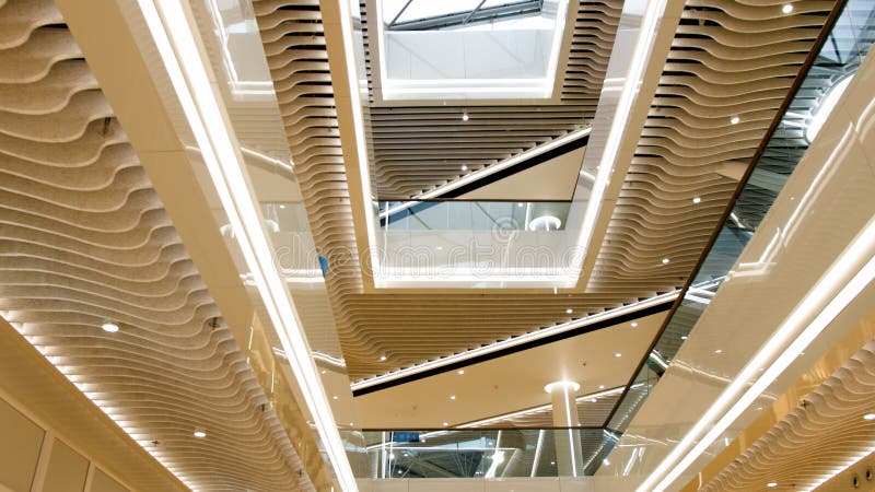 Interior of Modern Office Building with Long Corridors and Balconies ...