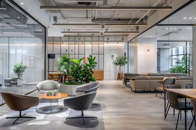 Interior of a Modern Office Building with Open-plan Design and ...
