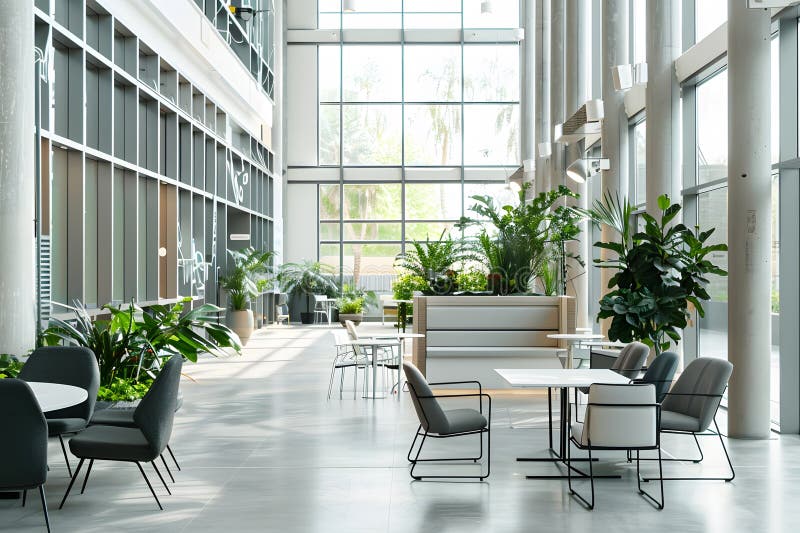 Interior of a Modern Office Building with Open-plan Design and ...