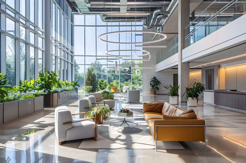 Interior of a Modern Office Building with Open-plan Design and ...