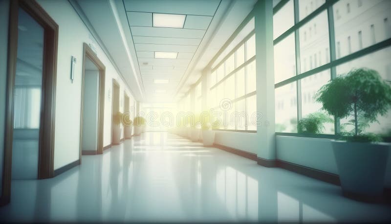 Interior of Modern Office Building with Windows and Sunlight. 3d ...