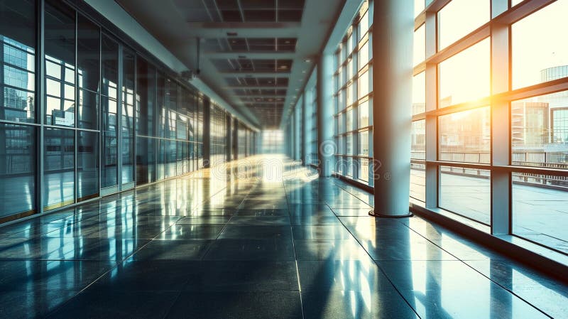 Interior of Modern Office Building with Windows and Sunlight Stock ...
