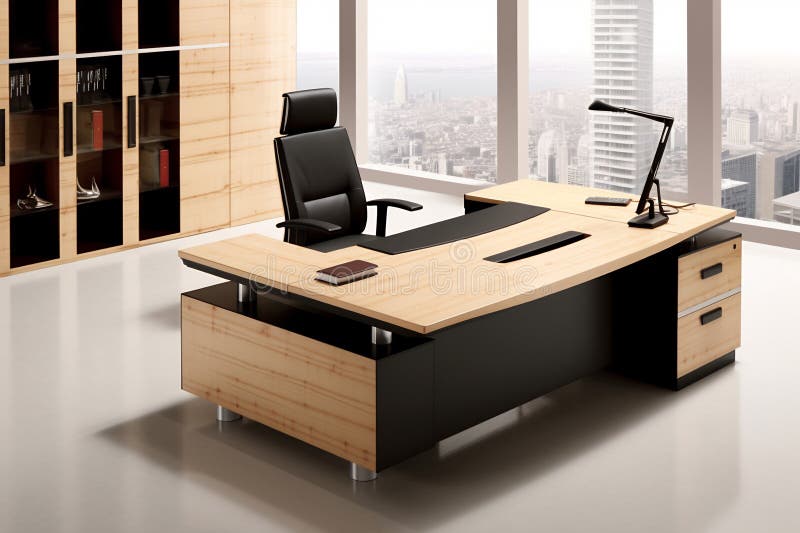 Interior of Modern Office with Clear Desk Stock Photo - Image of ...