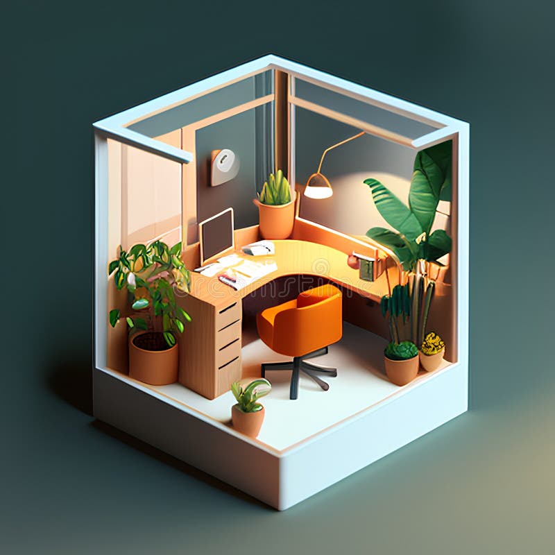 Interior of a Modern Office. 3D Illustration. Isometric View Stock ...