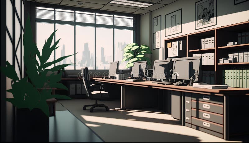 Interior of a Modern Office, 3d Render, No People Stock Illustration ...