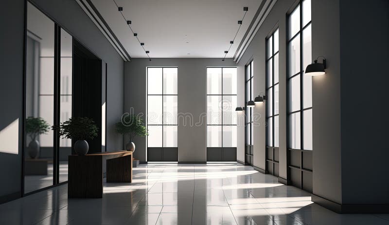 Interior of Modern Office Hall. Generated Ai Stock Illustration ...