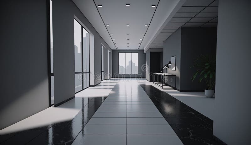 Interior of Modern Office Hall. Generated Ai Stock Illustration ...
