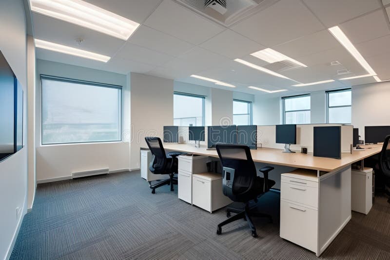 Interior of a Modern Office with a Lot of Windows. Nobody Inside Stock ...