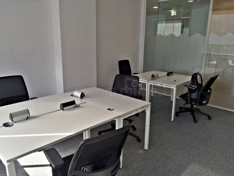 Interior of modern office stock image. Image of computer - 154819763