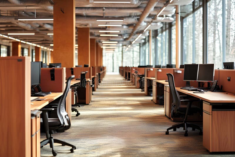 Interior of a Modern Office with Tables and Chairs. Stock Illustration ...