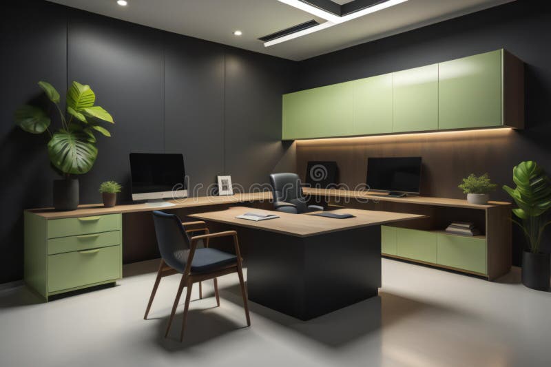 Interior of Modern Office. Workplace and Design Concept Stock ...