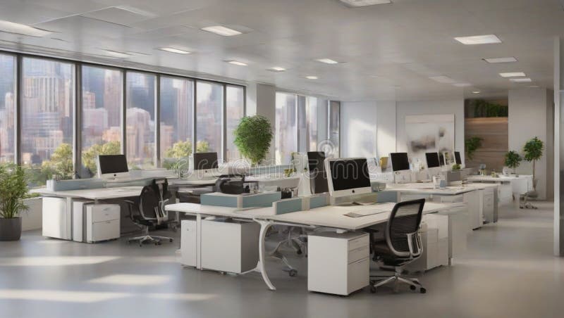 Interior of a Modern Office Stock Illustration - Illustration of room ...