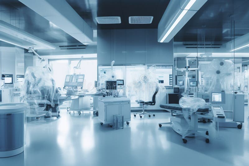 Interior of a Modern Operating Room with Surgery Equipment. 3D ...