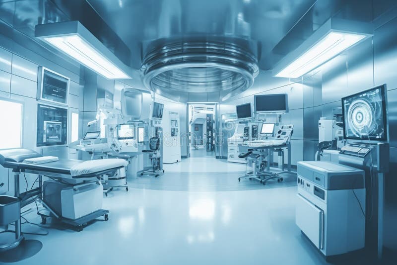 Interior of a Modern Operating Room with Surgery Equipment. 3D ...