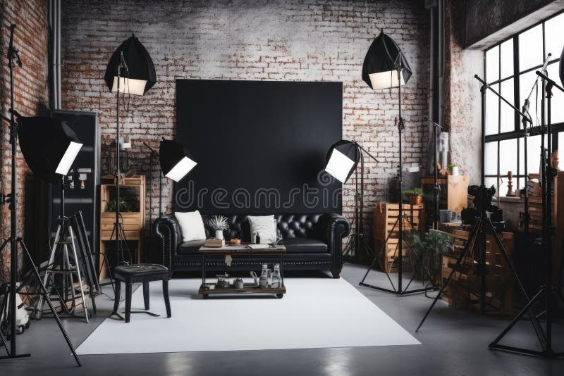 Interior of Modern Photo Studio with Professional Equipment Stock ...