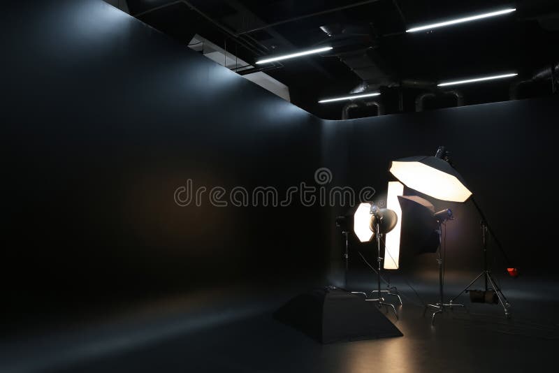 Interior of Modern Photo Studio with Professional Lighting Equipment ...