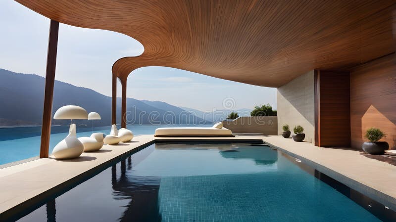 Interior of the Modern Pool Stock Illustration - Illustration of modern ...