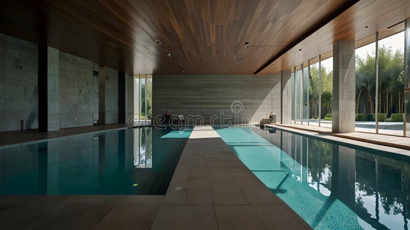 Interior of the Modern Pool Stock Illustration - Illustration of estate ...