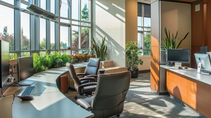 Interior of a Modern Professional Office Reception Area with Recessed ...