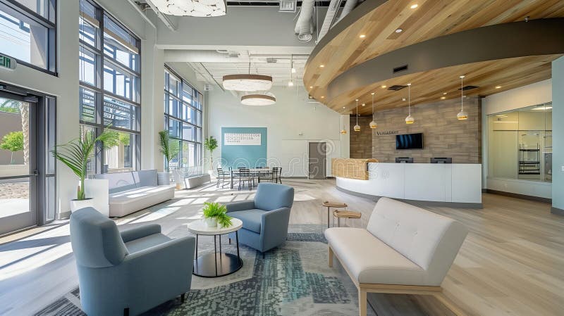 Interior of a Modern Professional Office Reception Area with Recessed ...