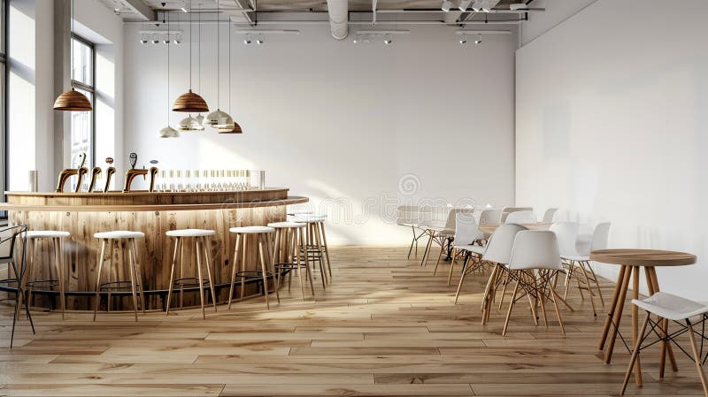 Interior of Modern Pub with White Walls,round Bar Counter. AI ...